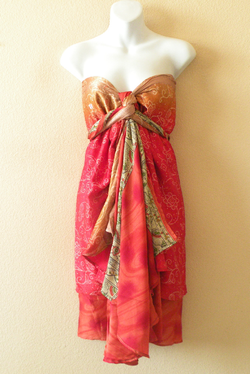M619 Vintage Silk Magic 30 Inch Length Long Wrap Skirt Halter Tube Maxi ...